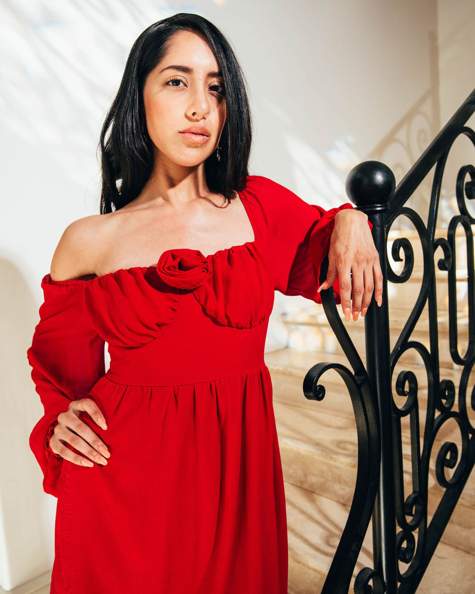 The Scarlet Scene Rosette Mini Dress – AVAH