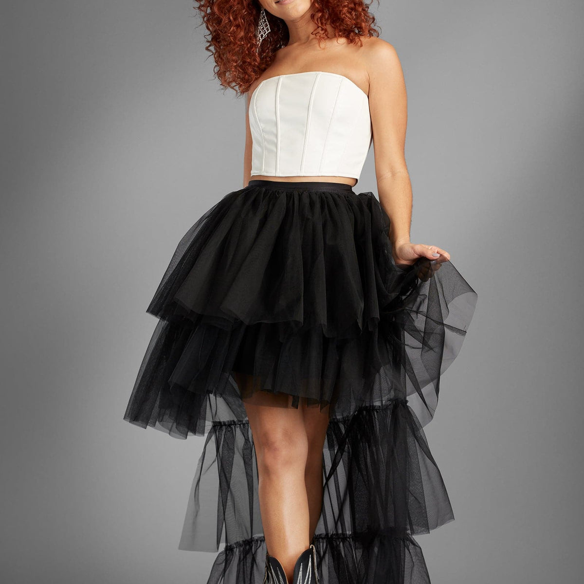 Berlyn Black Ruffle Hi-Lo Tulle Skirt – AVAH